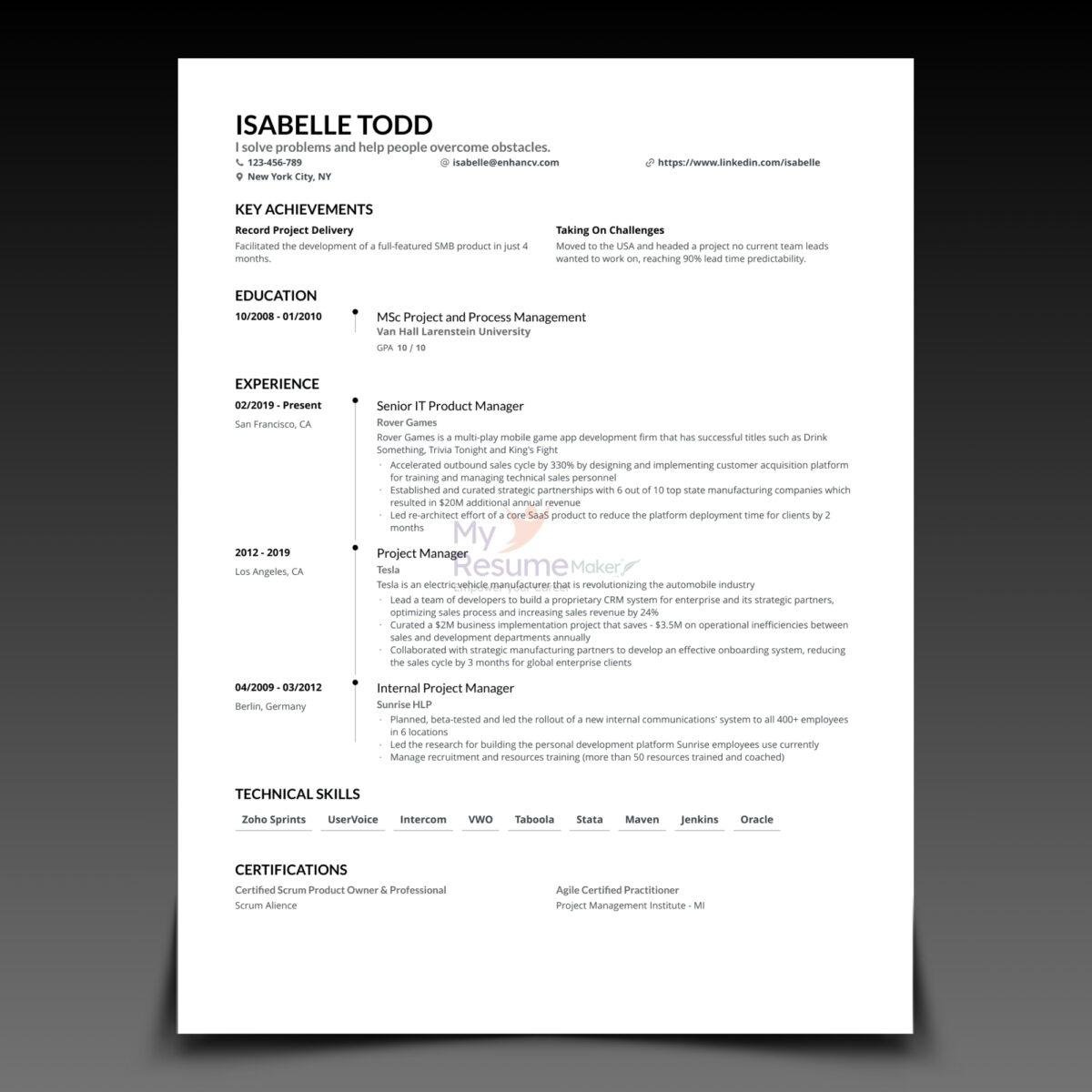 Sample Resumes - My Resume Maker
